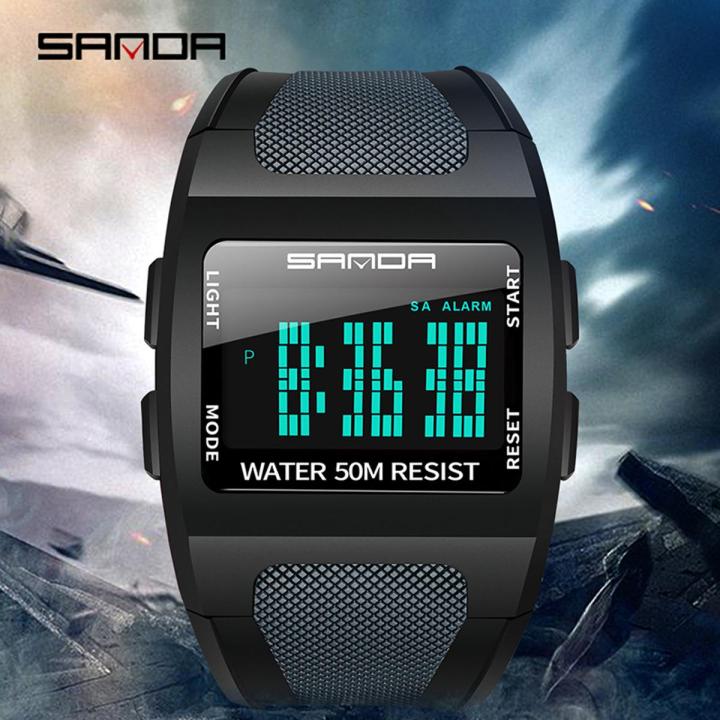 SANDA Men Watch Brand Digital Watch Fashion Luminous Luxury Waterproof ...