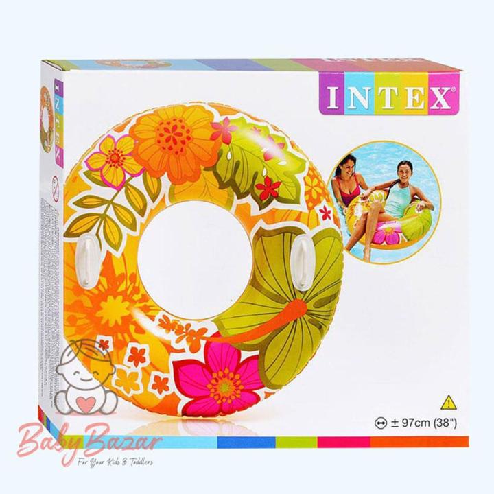 Intex Color Inflatable Flower Transparent Swim Tube Ring 97 CM F2 ...