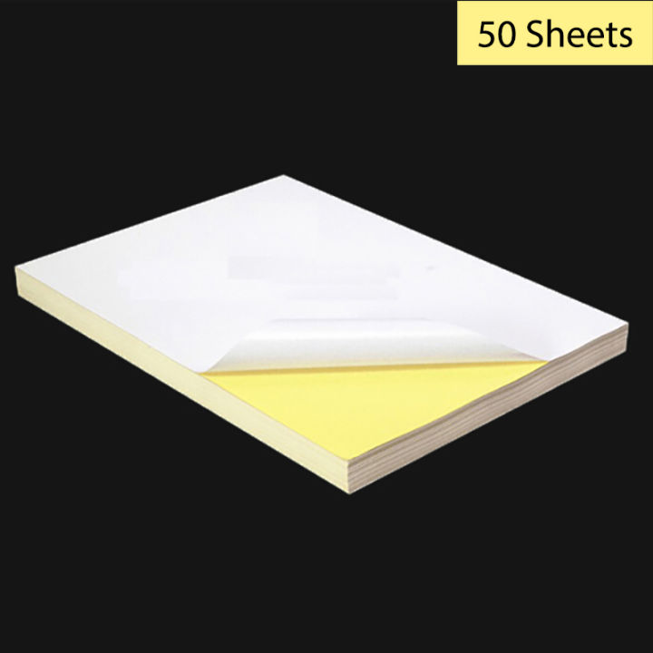 50 Sheets A4 Glossy Self Adhesive Sticker Label Paper for Laser and ...