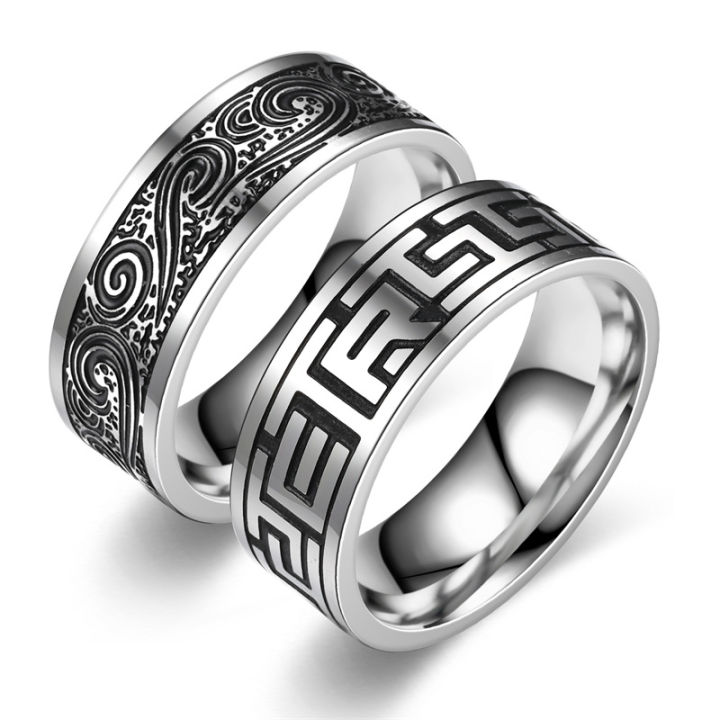 Hot Selling Handsome Fashion Men's Ring Man Engraved Pattern 316L ...