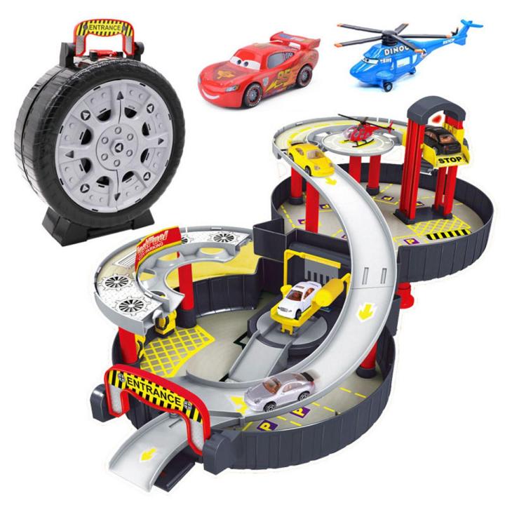 Pixar Cars 2 3 Portable Children Car Park Toy Lightning McQueen Model ...