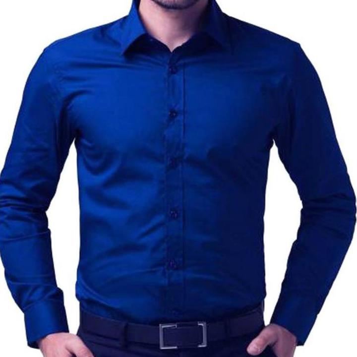Royal Blue Cotton Long Sleeves Casual Shirt For Men | Daraz.com.bd