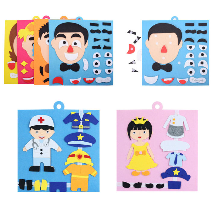 Kids Expression Emotion Change Dress Up Game DIY Felt Fabric Craft Kit ...