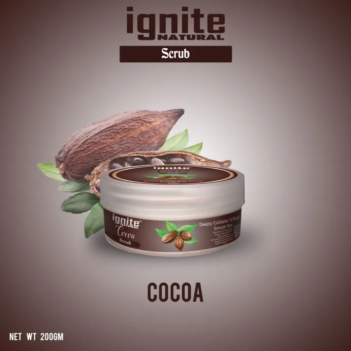 BSTI Approved Indian product Ignite body scrub Cocoa used for male/ female - 200 gm | Daraz.com.bd