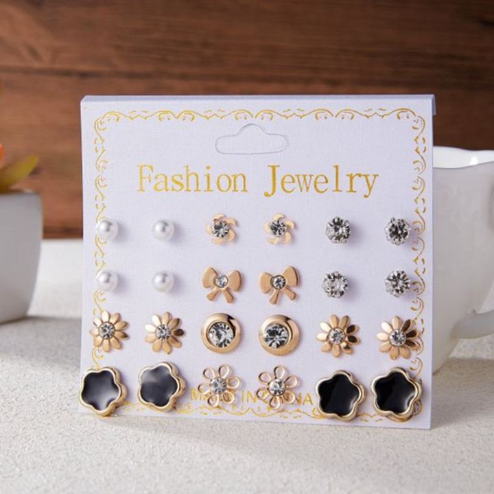 Trendy Mixed Design Pearl Stud Earrings Set for Women New collection ...