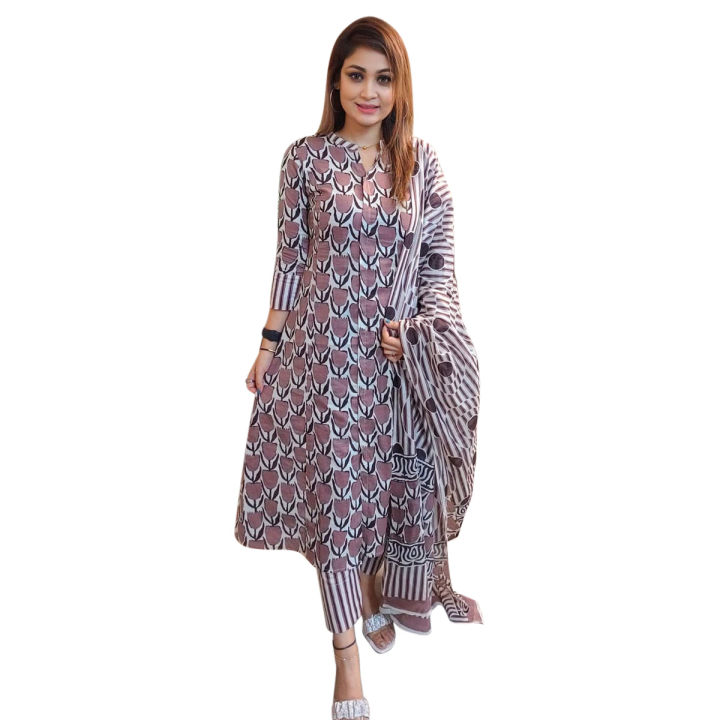 UnsticCotton Screen Printed Salwar Kameez for Women ( Cotton 3 pcs ...