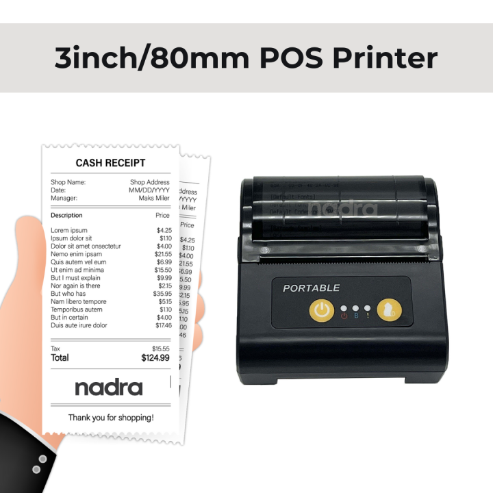 Mobile Printer 80mm (3-inch) | Portable POS Printer | Direct Thermal ...