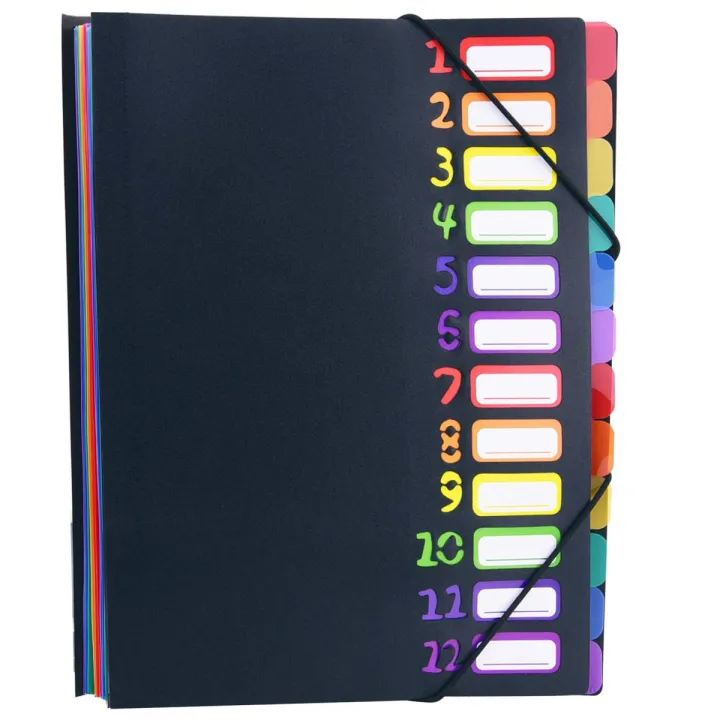 Extended Folder,12 Pocket Letters A4 Paper Item Sorter,Plastic File ...