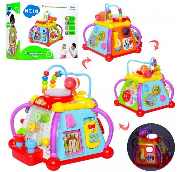 HOLA Baby Musical Activity Pyramid Toy Cube Play Center with 15 ...