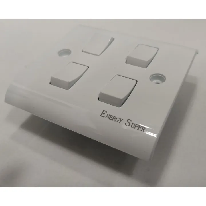 Energy Super White 10A Four Gang Electrical 4 Wall Switch Socket ...