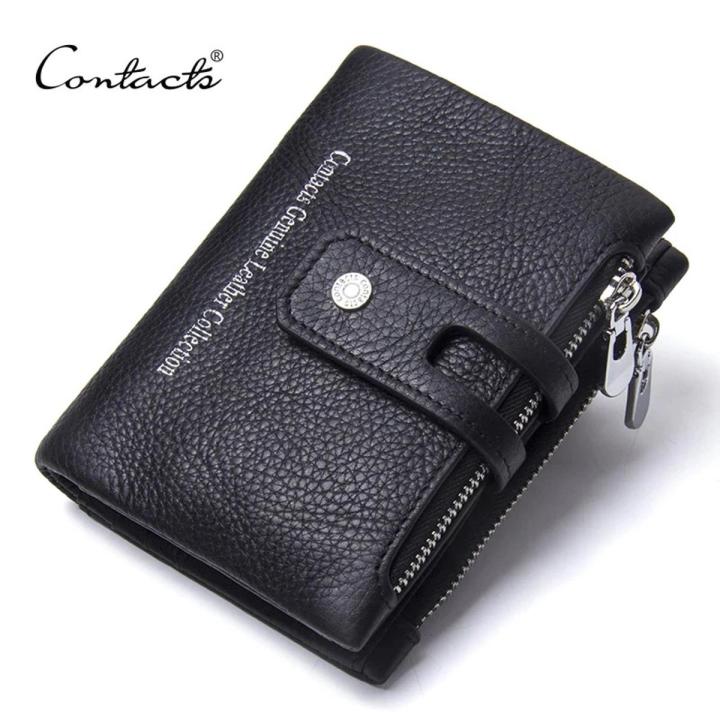 Leather Men's Wallet For Men Small Zipper Organizer Wallets Cash ...