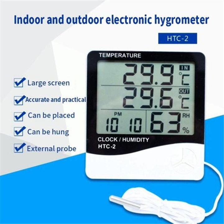 LCD HTC-2 Weather Outdoor Probe Electronic Clock Dil Thermometer ...