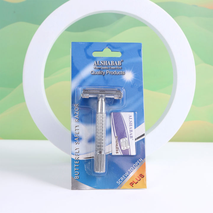 ALSHABAB Butterfly Safety Razor for Men Metal Handle Barber Shaving ...