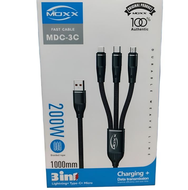 Moxx MDC-3C 3 in 1 2000Watt 1000mm Fast Charging cable | Daraz.com.bd