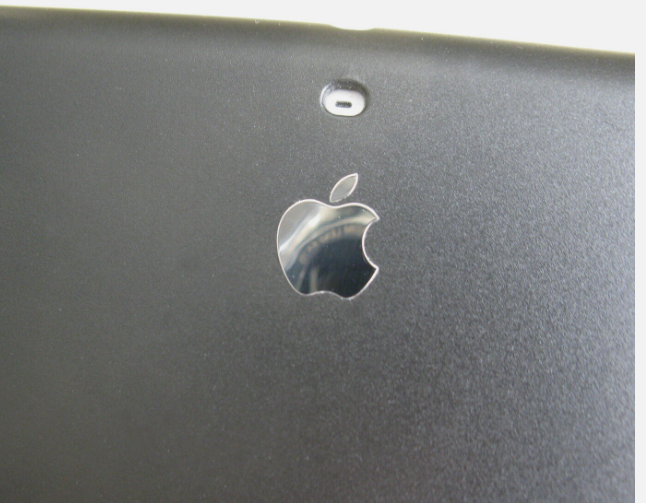 Apple Logo Label Aufkleber Sticker Badge Silver chrome color decal 24mm ...