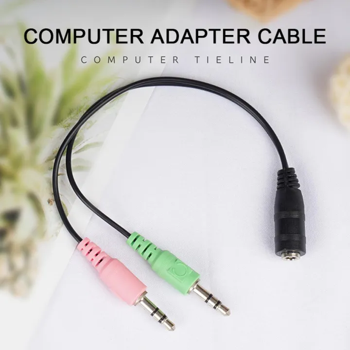 3.5mm Stereo Audio Female to 2 Male Headset Microphone Y Splitter Cable ...