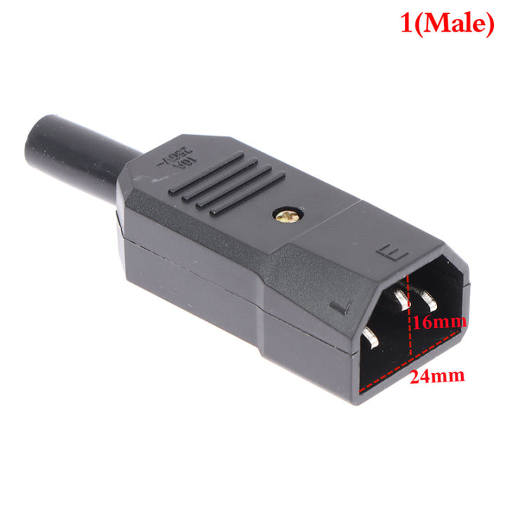 AC 3Pin Socket Straight Cable Plug Connector C13 C14 10A 250V Female ...