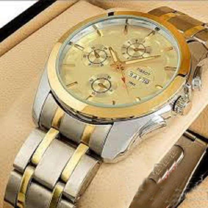 Stainless Steel Analog Watch For Men-Silver And Golden | Daraz.com.bd