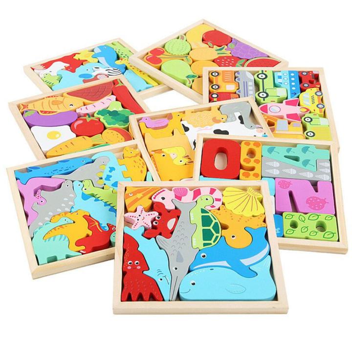 Wooden Puzzle Toy Entertainment Cartoon Pattern Fun Preschool Toddler ...