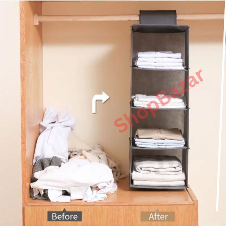 4 Layer Foldable Hanging Cloth Storage Organizer, 4 Layer Hanging Cloth ...
