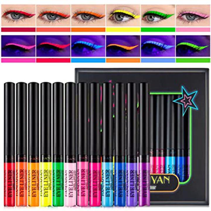 HANDAIYAN 12PCS Liquid Eyeliner Colourful Waterproof Matte Eye ...