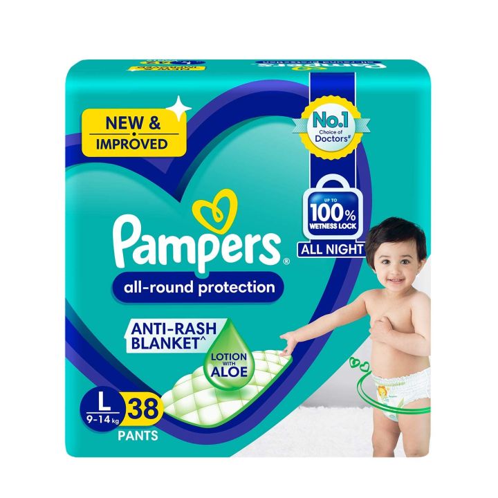 badgePampers All round Protection Pants, Large size baby diapers (LG ...