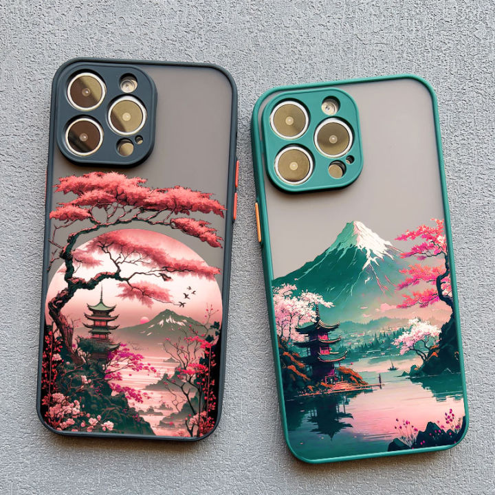 Japanese Aesthetic Mount Fuji Landscape Map Phone Case For iPhone 7 8 ...
