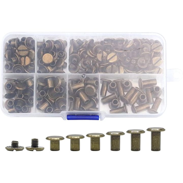 90 Sets Chicago Screws Assorted Kit, 6 Sizes for DIY Leather Craft B ...