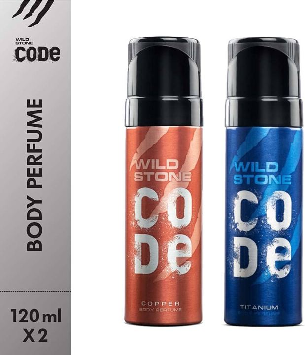WildStone Code Copper and Titanium Body Perfume Combo For Men, 120 ml ...
