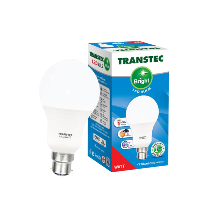 TRANSTEC Bright 9 Watts LED Bulb White Lamp Light 1 Years Warranty E27 ...