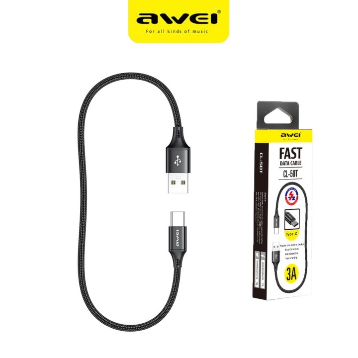 Awei CL-50T Type-C Braided Wire Non-destructive Fast Data Cable | Daraz ...