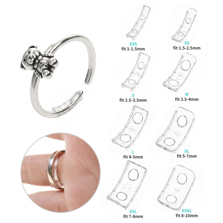 8 Sizes Clear Plastic Ring Adjusters Size Adjustable Pads Invisible ...