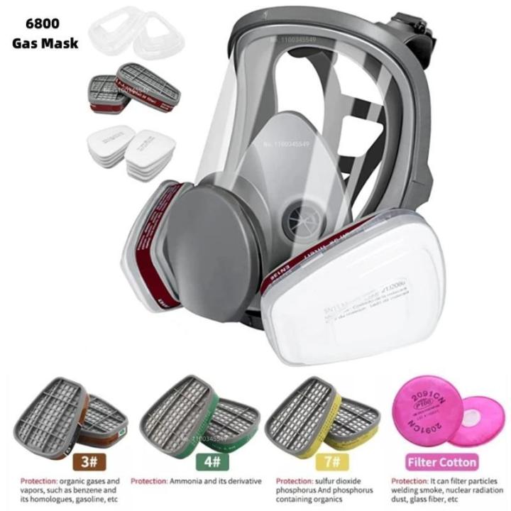 Chemical Gas Mask 6800 Dust Respirator Anti-Fog Full Face Mask Filter ...