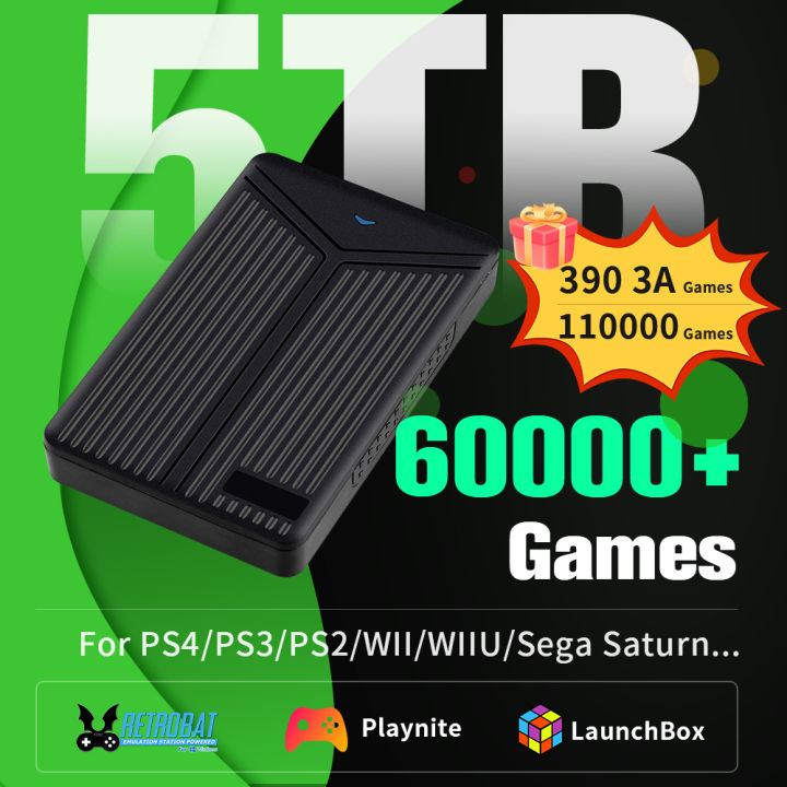 5TB Gaming Hard Drive With Retro/AAA Games Hyper Base Mix Retrobat Launchbox Playnite Game HDD ...