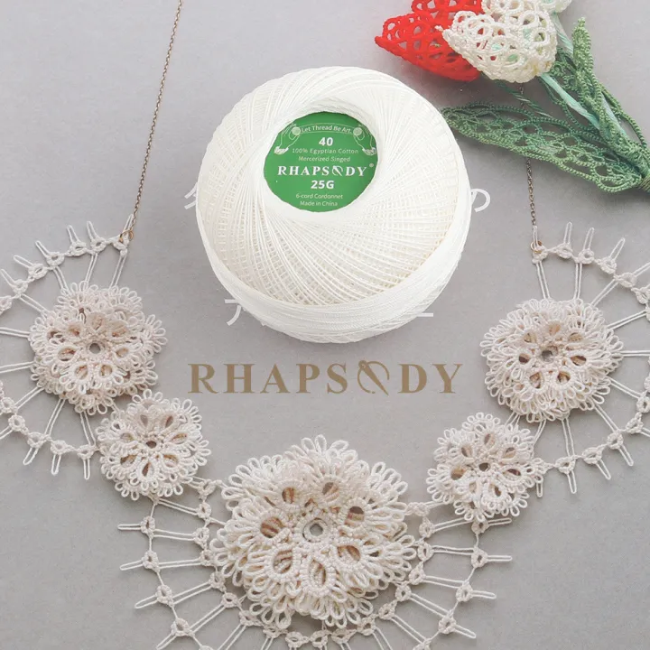 Rhapsody Premium Cotton Crochet Thread Size 40 for Tatting Needlepoint ...