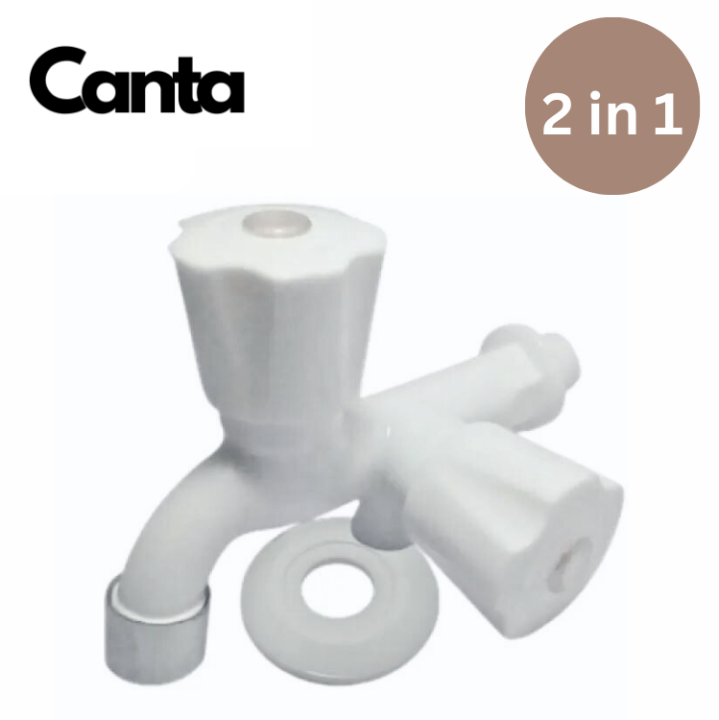 2 in 1 Water tap Plastic 2 Way Bib Bath/Kitchen Cock Tap Bathroom ...