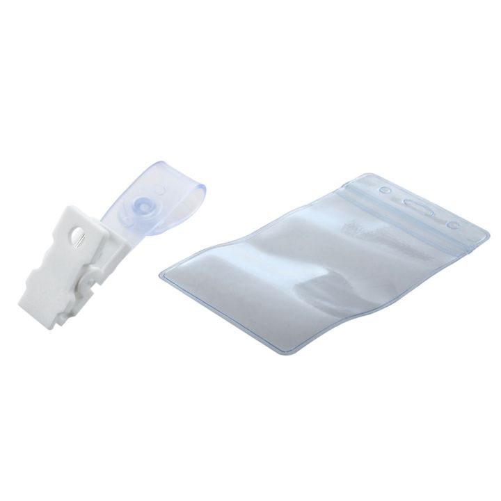 50 Pcs Clear Plastic Vertical Name Tag Badge ID Card Holders & 20 Pcs ...