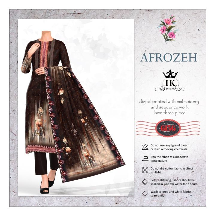 Pakiza afrozah Exclusive Design Cotton Unstitched Three Piece-6156 ...