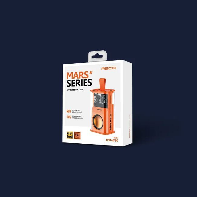 RECCI RSK-W30 Transparent Wireless Speaker with RGB Light- Orange Color | Daraz.com.bd