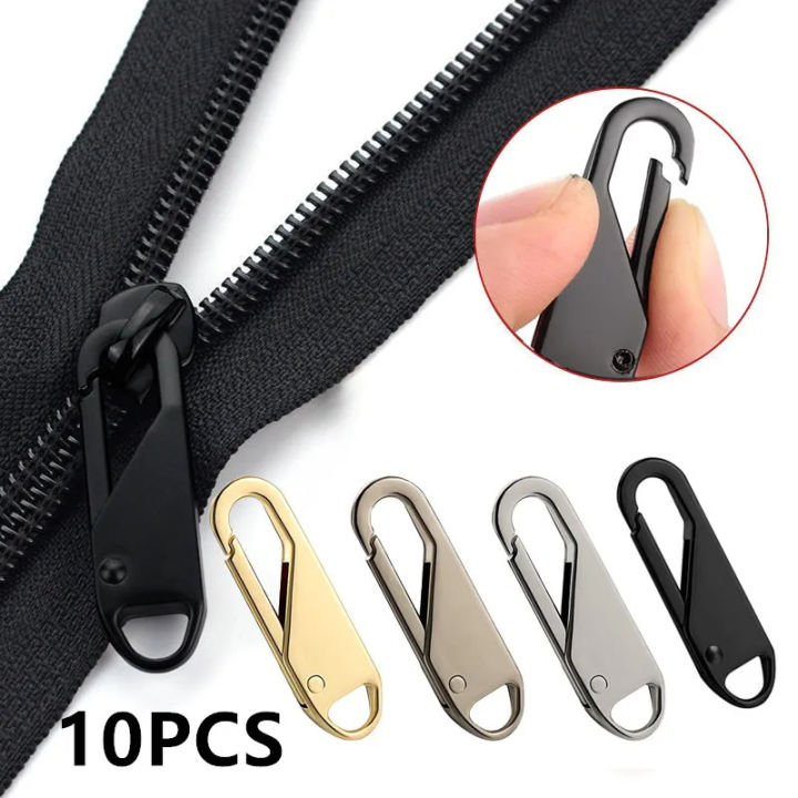 10PCS Universal Zipper Puller Detachable Metal Zipper Head Repair Kits ...