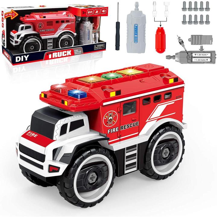 DIY Electric Fire Truck for kids with Flashing Lights & Siren Sounds ...
