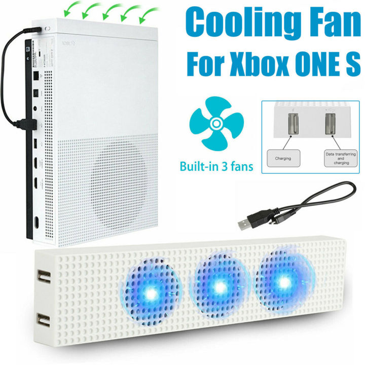 For Xbox one S Console 3 High Speed Cooler Cooling Fan Dual USB Charing ...