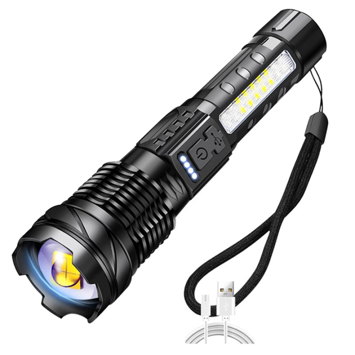 High Strong LED Flashlight USB Typ-C Charging Torch Flasglight Outdoor ...