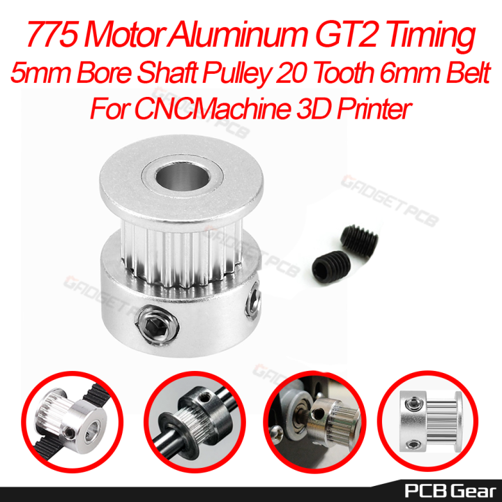 775 Motor Aluminum GT2 Timing 5mm Bore Shaft Pulley 20 Teeth 6mm Belt ...