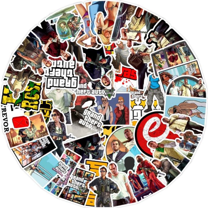 25Pcs Random Grand Theft Auto V GTA V PVC Waterproof Stickers For ...