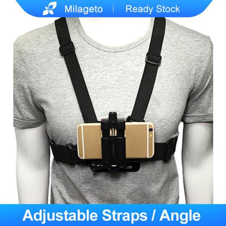 Adjustable Mobile Phone Chest Holder Mount Webbing Belt Strap Phone ...