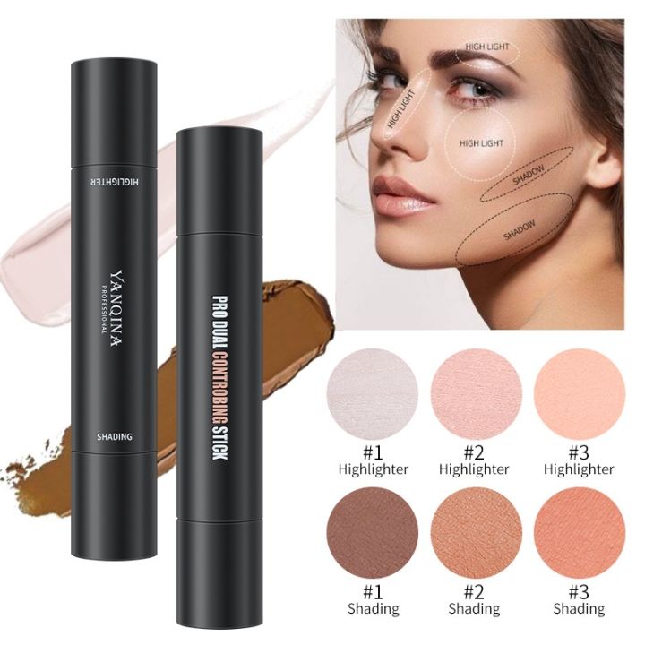 【Exclusive Online Deals】 Double Head Highlight Stick Bronzers Facial 3D ...