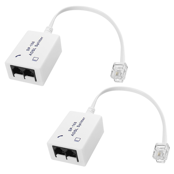 2Pcs ADSL Splitter Splitter for Phone Line Male to 2 Female RJ11 6P4C ...