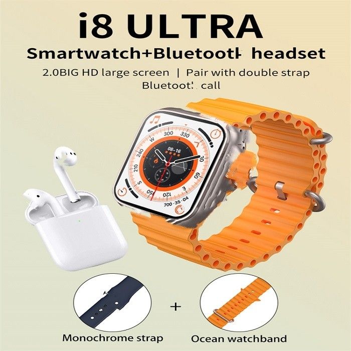 New i8 Ultra Big 2.0 Infinite Display Dual Band Smartwatch With Earbuds ...