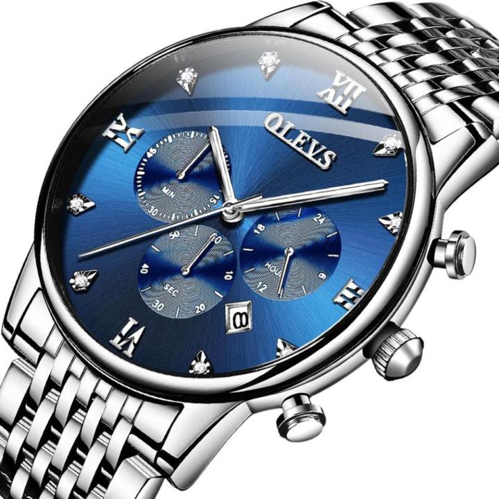 Olevs 2868 Silver Stainless Steel Chronograph Wrist Watch For Men ...